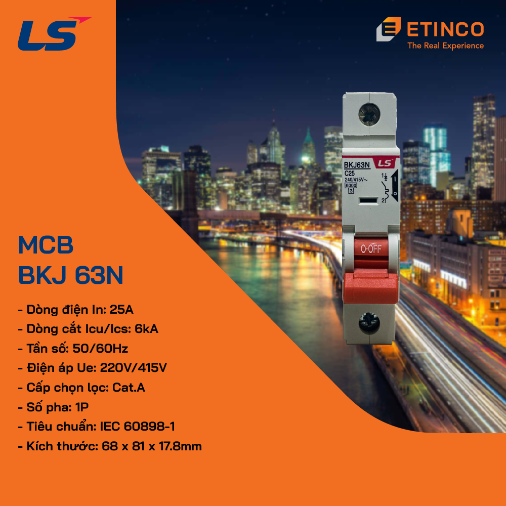 Aptomat MCB LS BKJ63N 1P 25A 6kA