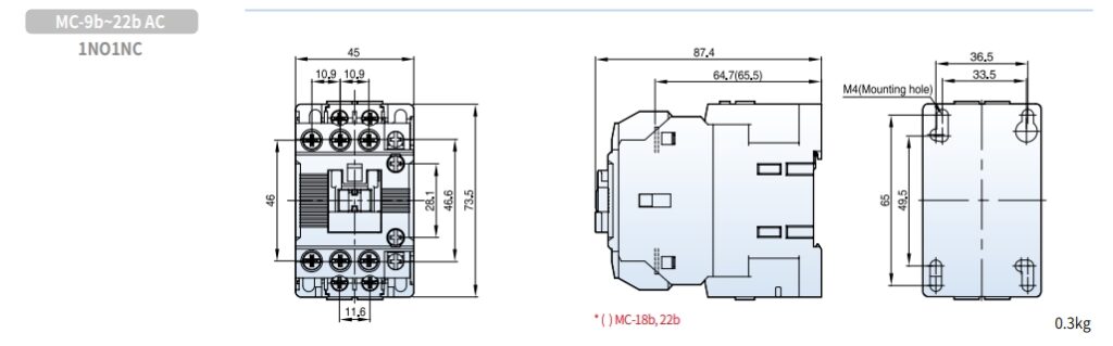 MC-22b 220VAC | Contactor LS 22A 3P 5.5kW 1NO1NC