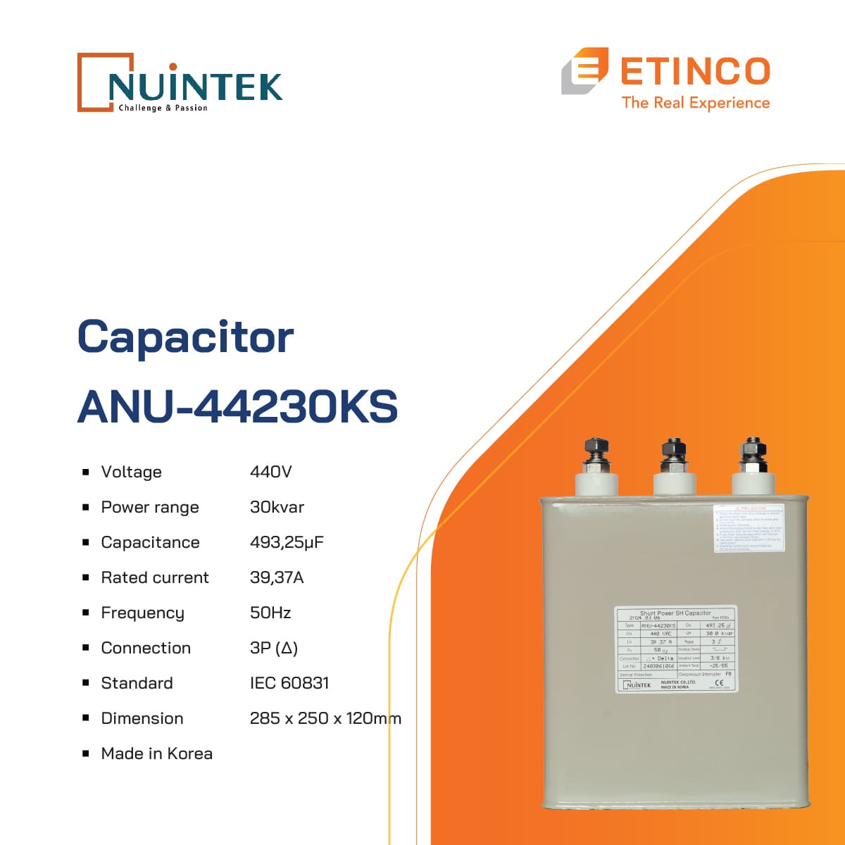 ANU-44230KS - Tụ bù Nuintek 30kVAr 3P 440V