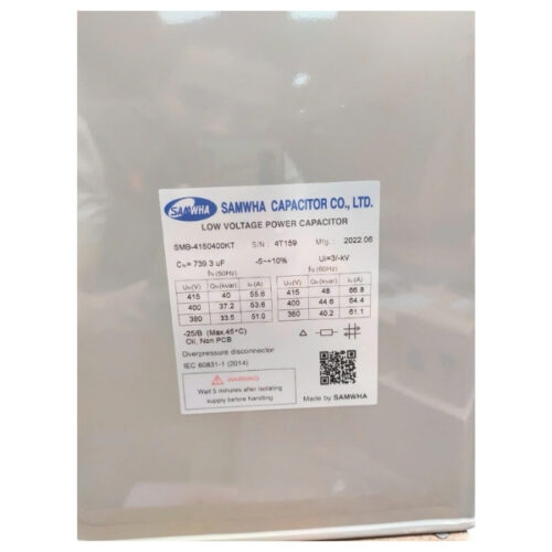 Tụ bù Samwha 40kVAr SMB-4150400KT 3P 415V (Mới)